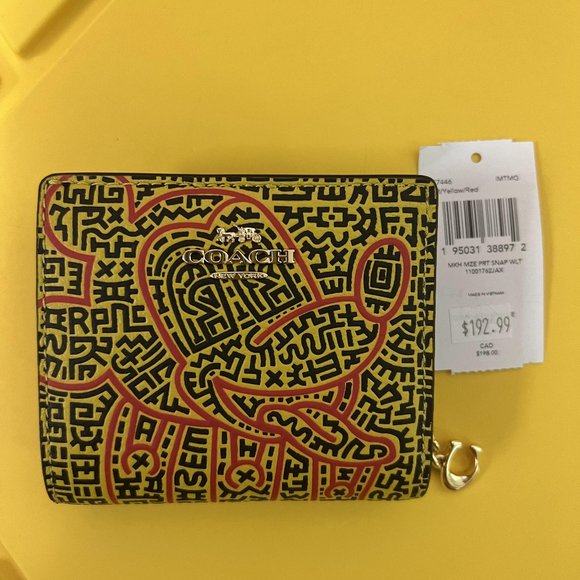 Coach | Bags | Coach Disney Mickey Mouse X Keith Haring Snap Wallet ...